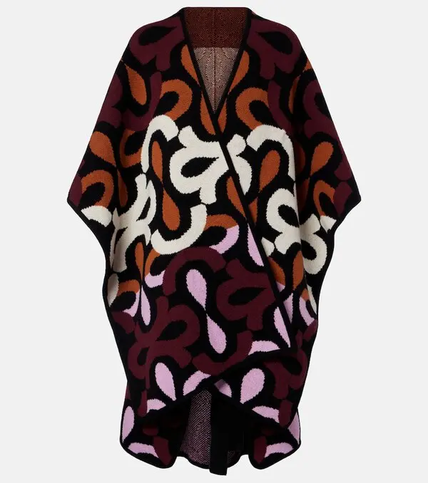 La DoubleJ Wool Jacquard Cape - Multicoloured