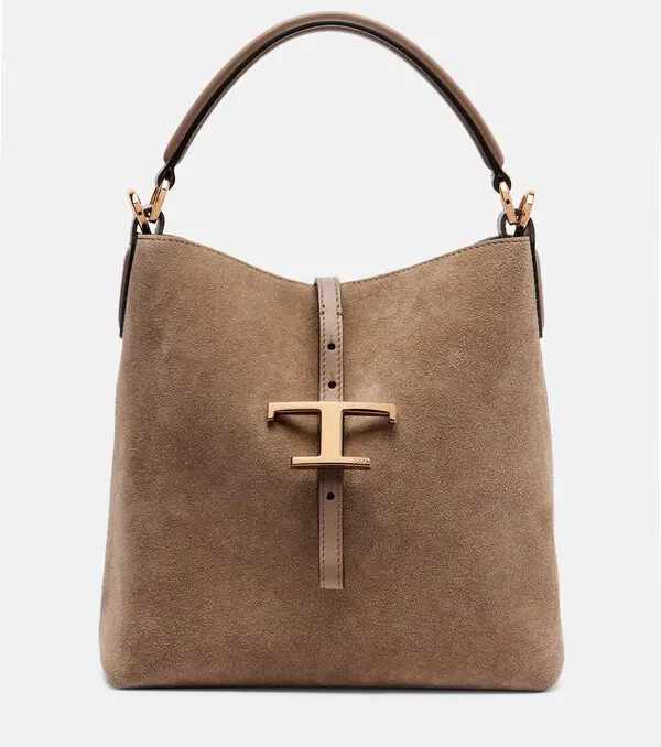 TOD'S T Timeless Suede Tote - Beige