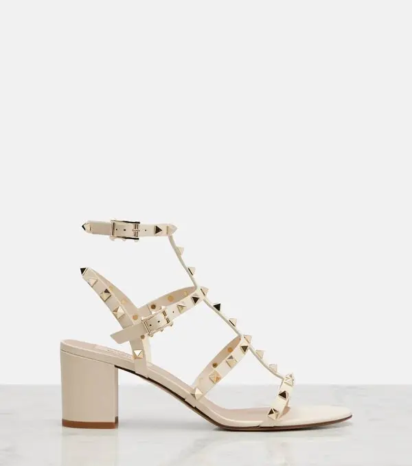 Valentino Garavani Rockstud Leather Sandals - White