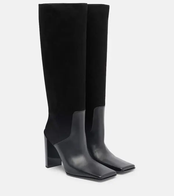 Alaïa 90 Leather And Suede Knee-high Boots - Black