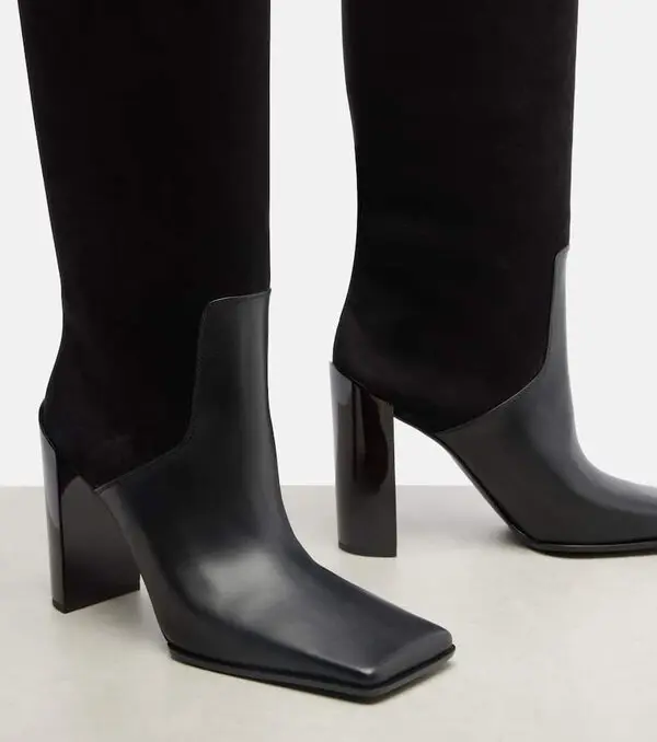 Alaïa 90 Leather And Suede Knee-high Boots - Black