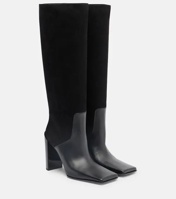 Alaïa 90 Leather And Suede Knee-high Boots - Black