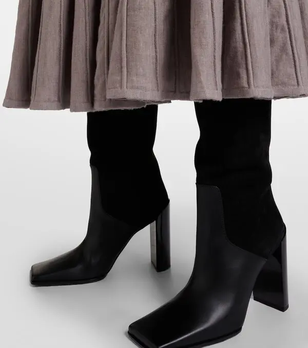 Alaïa 90 Leather And Suede Knee-high Boots - Black