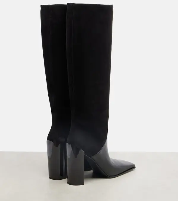 Alaïa 90 Leather And Suede Knee-high Boots - Black