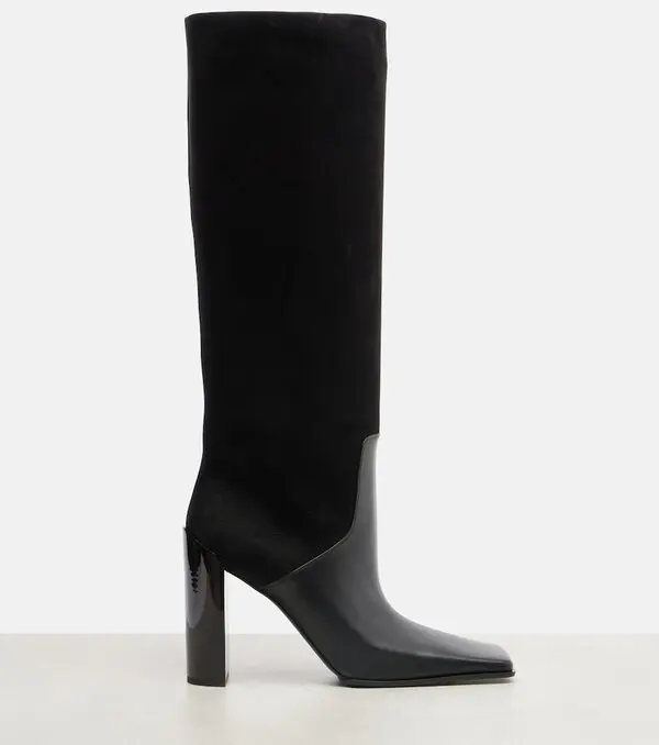 Alaïa 90 Leather And Suede Knee-high Boots - Black