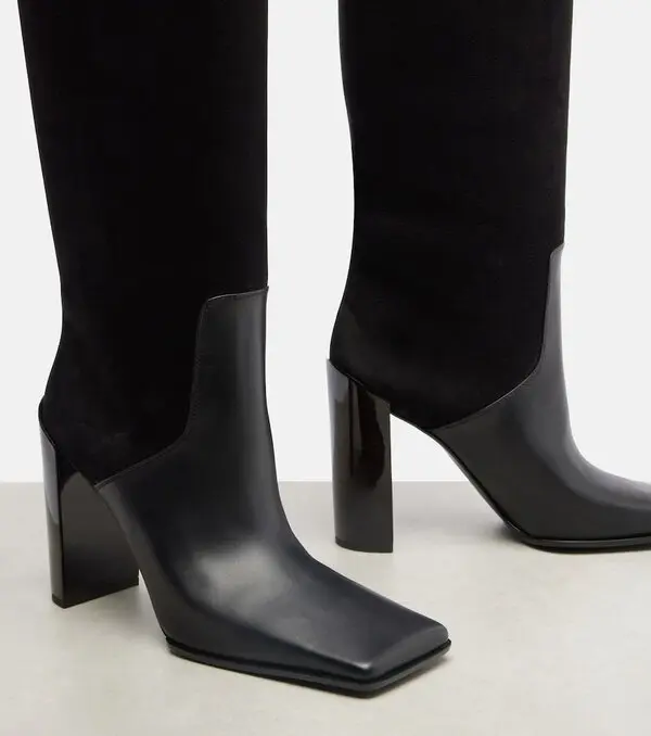 Alaïa 90 Leather And Suede Knee-high Boots - Black