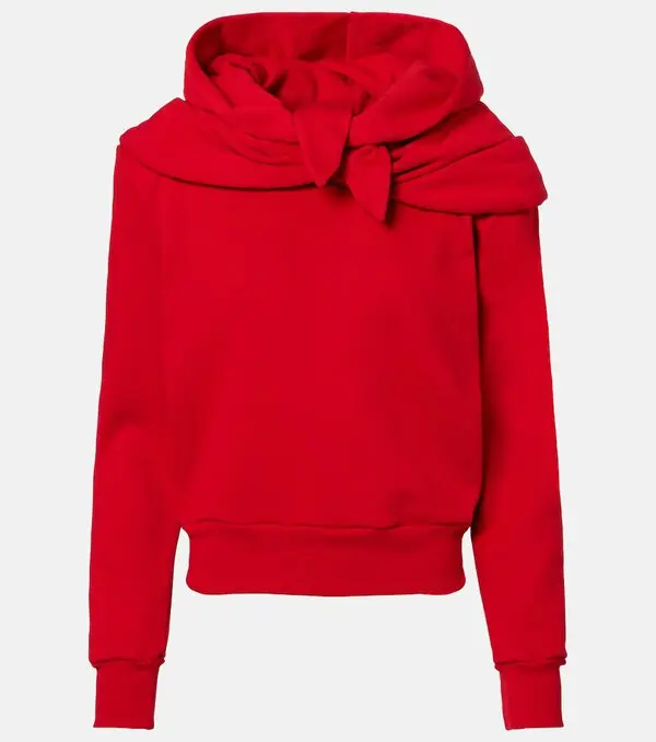 Magda Butrym Scarf-detail Cotton-blend Hoodie - Red