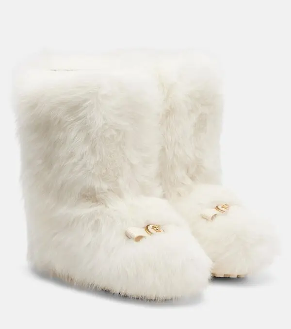 Versace Shearling Boots - White
