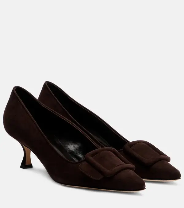 Manolo Blahnik Maysale 50 Suede Pumps - Brown