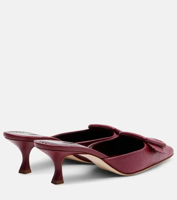 Manolo Blahnik Maysale 50 Snake-effect Leather Mules - Red
