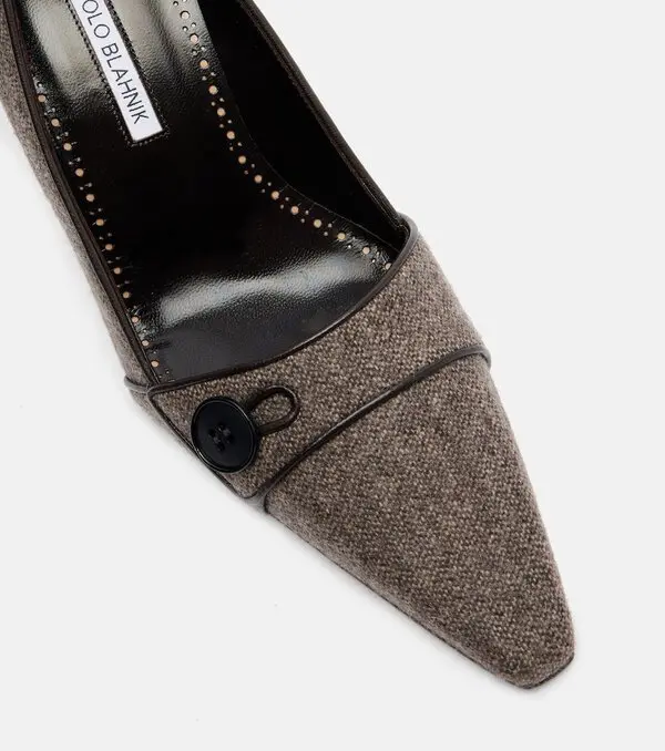 Manolo Blahnik Lulumae 70 Herringbone Pumps - Brown