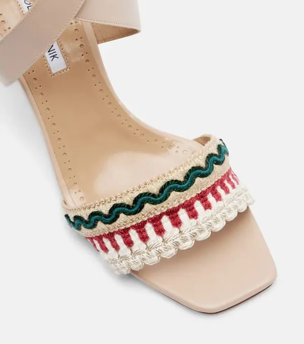 Manolo Blahnik Mabeco 90 Embroidered Leather Sandals