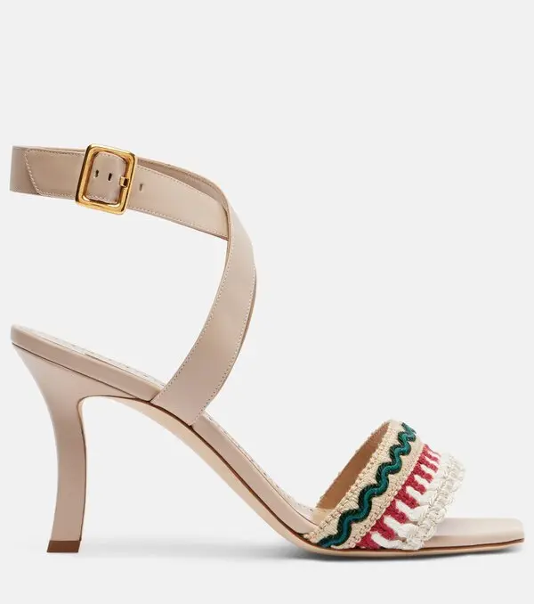 Manolo Blahnik Mabeco 90 Embroidered Leather Sandals