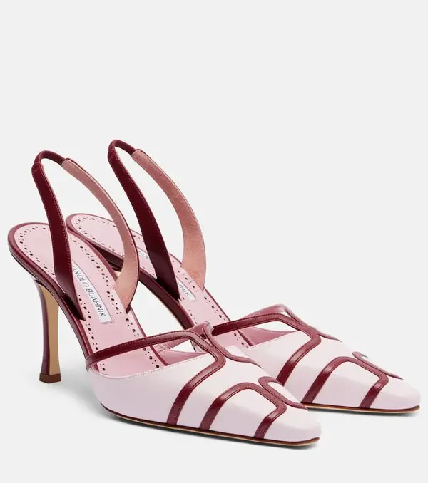Manolo Blahnik Sarto 90 Leather Slingback Pumps - Pink