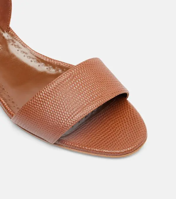 Manolo Blahnik Patobarnu 30 Leather Slingback Sandals - Brown