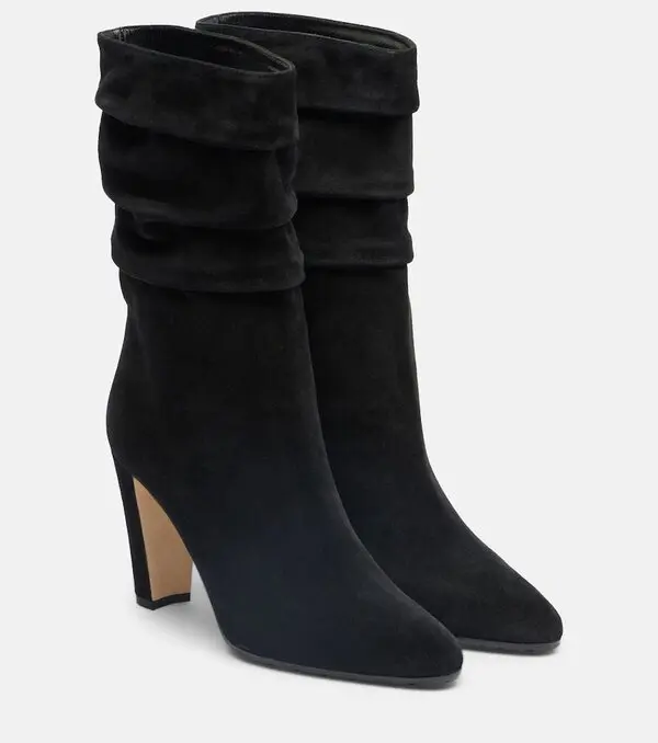 Manolo Blahnik Calasso Suede Mid-calf Boots - Black