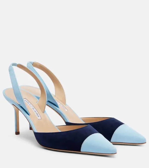 Manolo Blahnik Capsli Suede Slingback Pumps - Blue