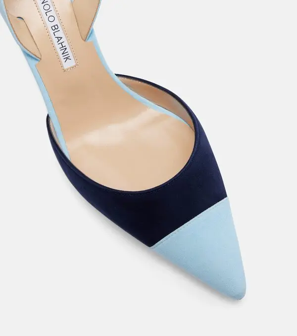 Manolo Blahnik Capsli Suede Slingback Pumps - Blue