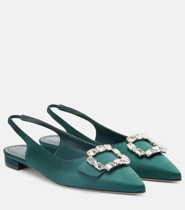 Manolo Blahnik Mayjou Satin Slingback Flats