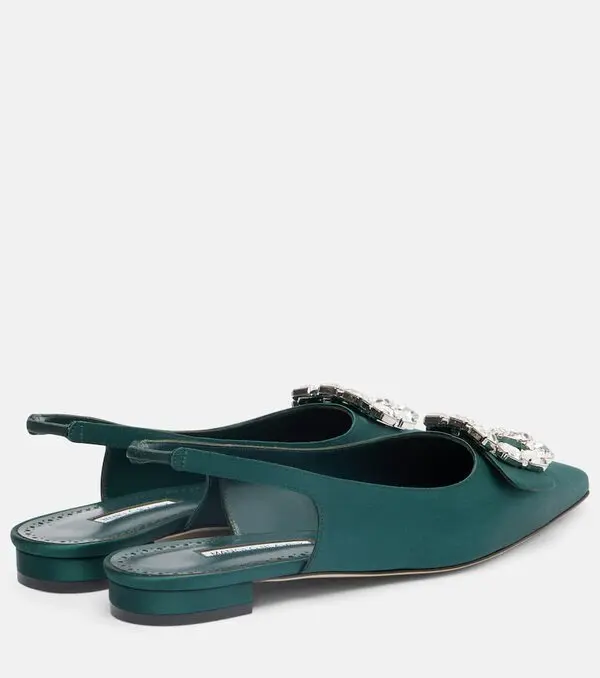 Manolo Blahnik Mayjou Satin Slingback Flats