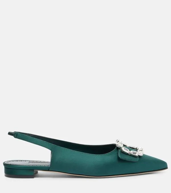 Manolo Blahnik Mayjou Satin Slingback Flats