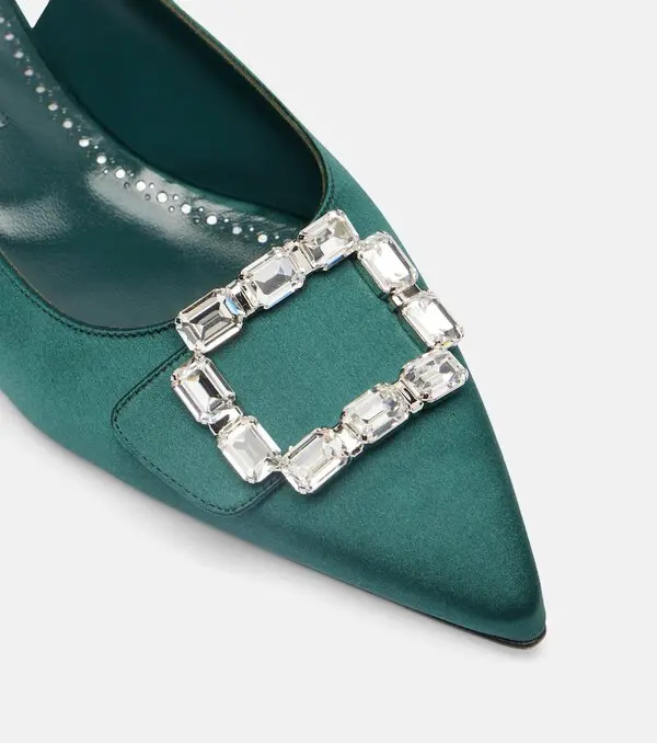 Manolo Blahnik Mayjou Satin Slingback Flats