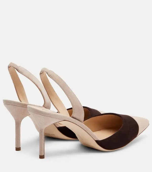 Manolo Blahnik Capsli 70 Suede Slingback Pumps - Beige