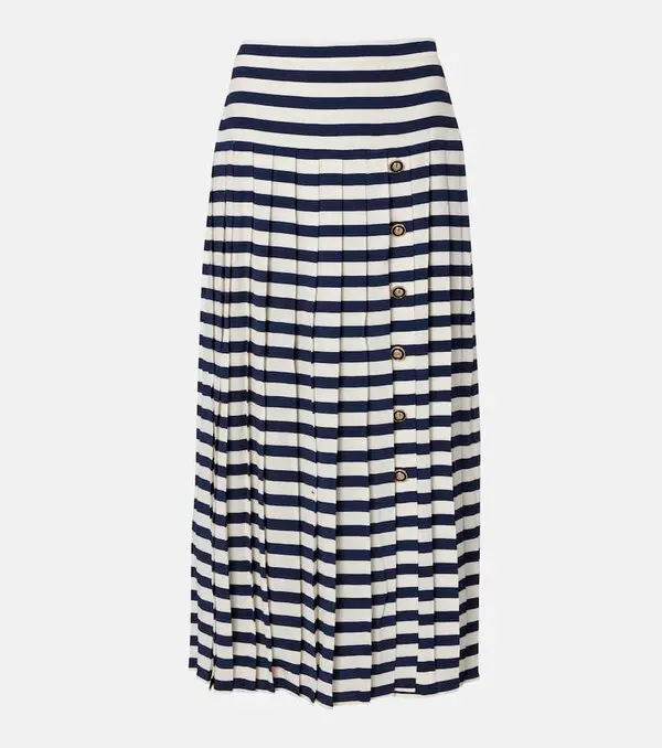Rixo Lea Striped Midi Skirt