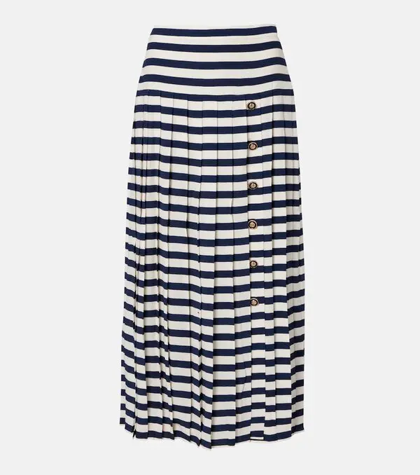 Rixo Lea Striped Midi Skirt - Blue