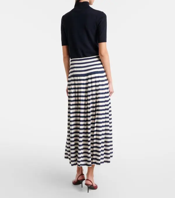 Rixo Lea Striped Midi Skirt - Blue
