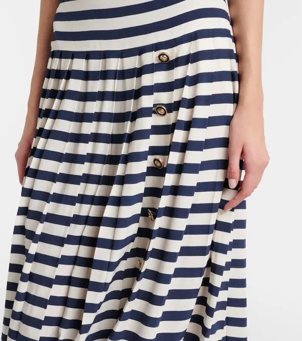 Rixo Lea Striped Midi Skirt - Blue