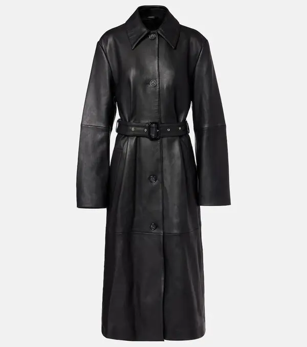 TOTEME Belted Leather Coat - Black