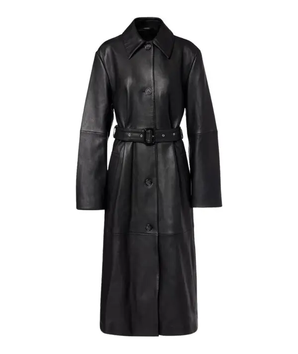 TOTEME Belted Leather Coat - Black