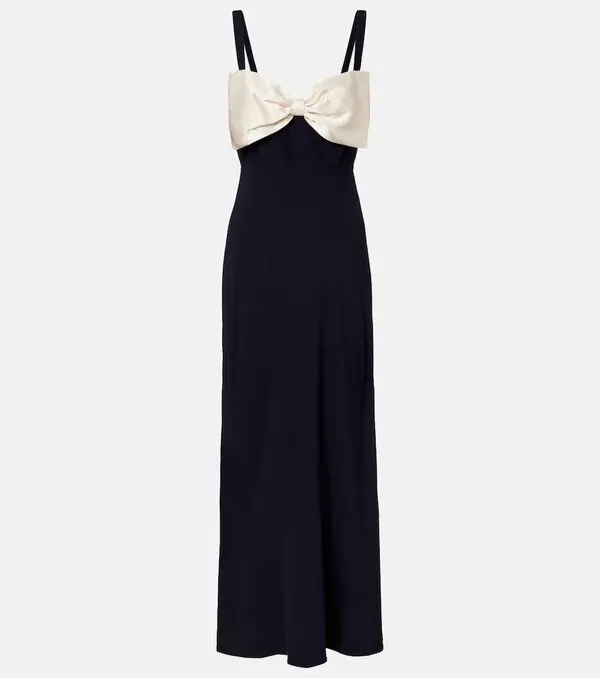 Rixo Bow-detail Satin Midi Dress - Blue