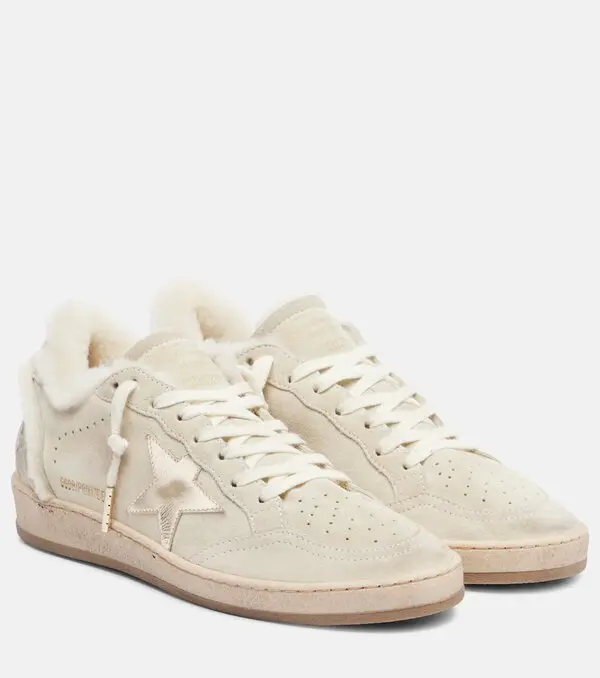 GOLDEN GOOSE Ball Star Shearling-lined Suede Sneakers - Beige