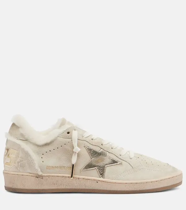 GOLDEN GOOSE Ball Star Shearling-lined Suede Sneakers - Beige