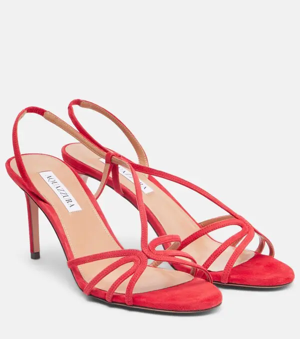 AQUAZZURA Talk To Me 75 Suede Sandals - Red
