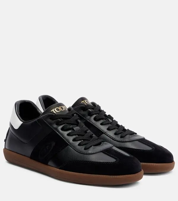 TOD'S Suede-trimmed Leather Sneakers - Black