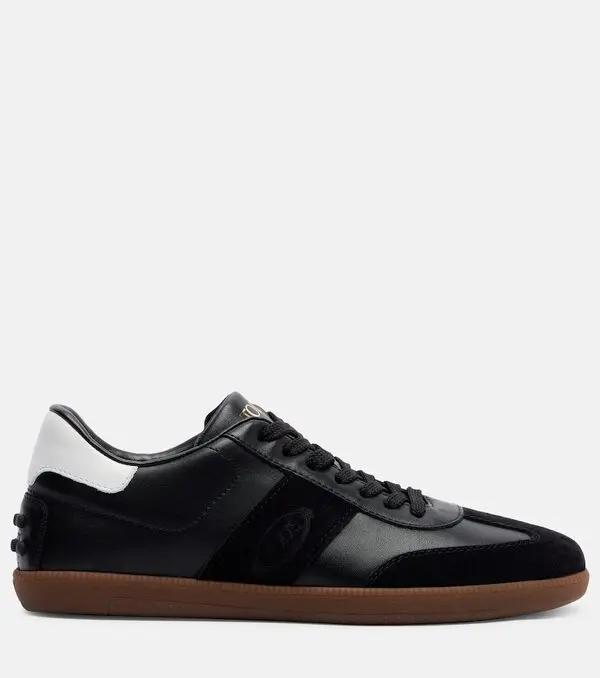 TOD'S Suede-trimmed Leather Sneakers - Black