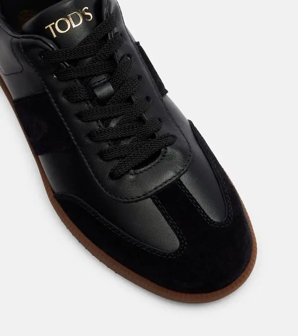TOD'S Suede-trimmed Leather Sneakers - Black