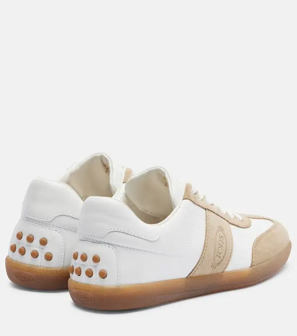 TOD'S Suede-trimmed Leather Sneakers - White