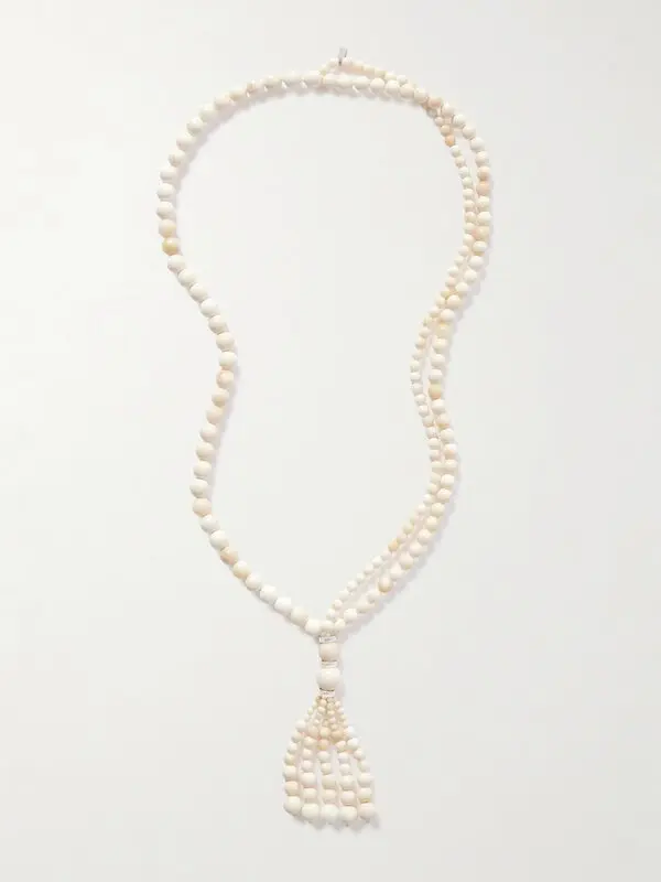 Le Sundial Venice Opera Tasseled Stone Necklace - Neutrals