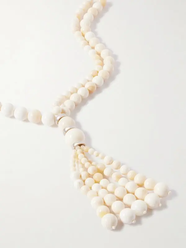 Le Sundial Venice Opera Tasseled Stone Necklace - Neutrals