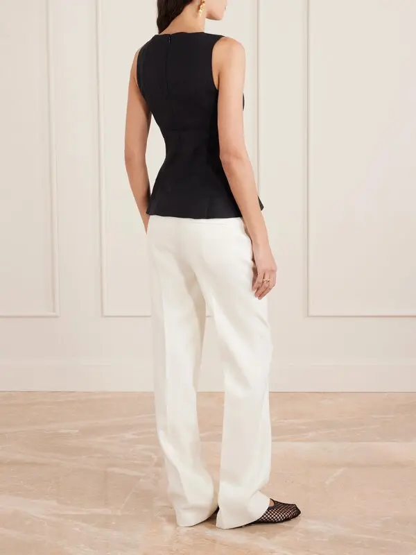 Faithfull The Brand Mina Linen Peplum Top - Black