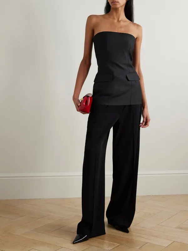 TOTEME Strapless Wool And Silk-blend Bustier Top