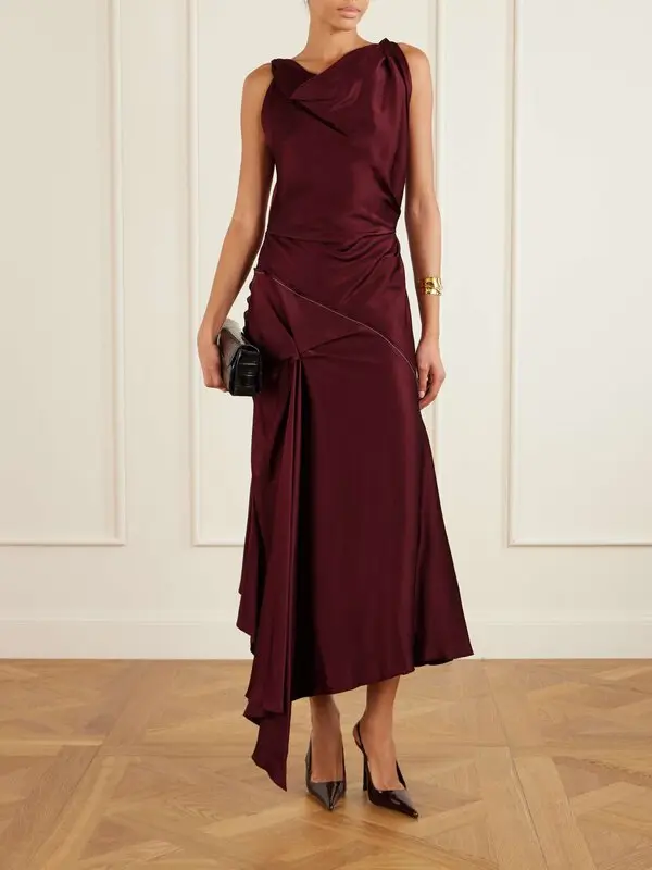 princess polly baby blue dress Burgundy Satin Maxi Dress – self-portrait-US main image 0