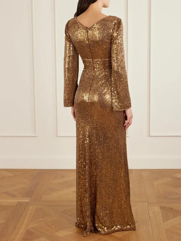 Jenny Packham June Embellished Sequined Mesh Gown