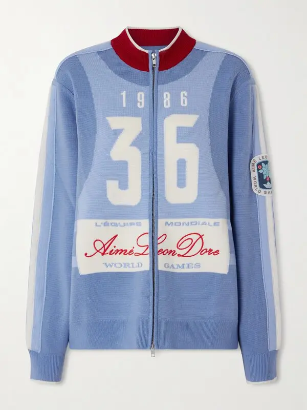 Aimé Leon Dore Jacquard-knit Wool Zip-up Cardigan
