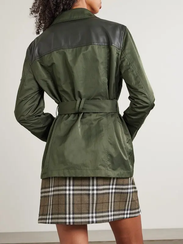 Burberry Belted Leather-trimmed Shell Jacket