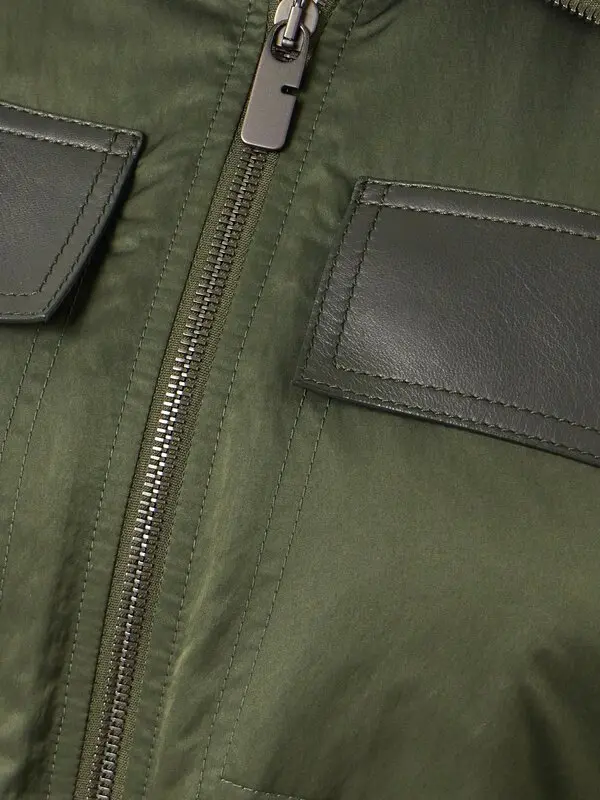 Burberry Belted Leather-trimmed Shell Jacket